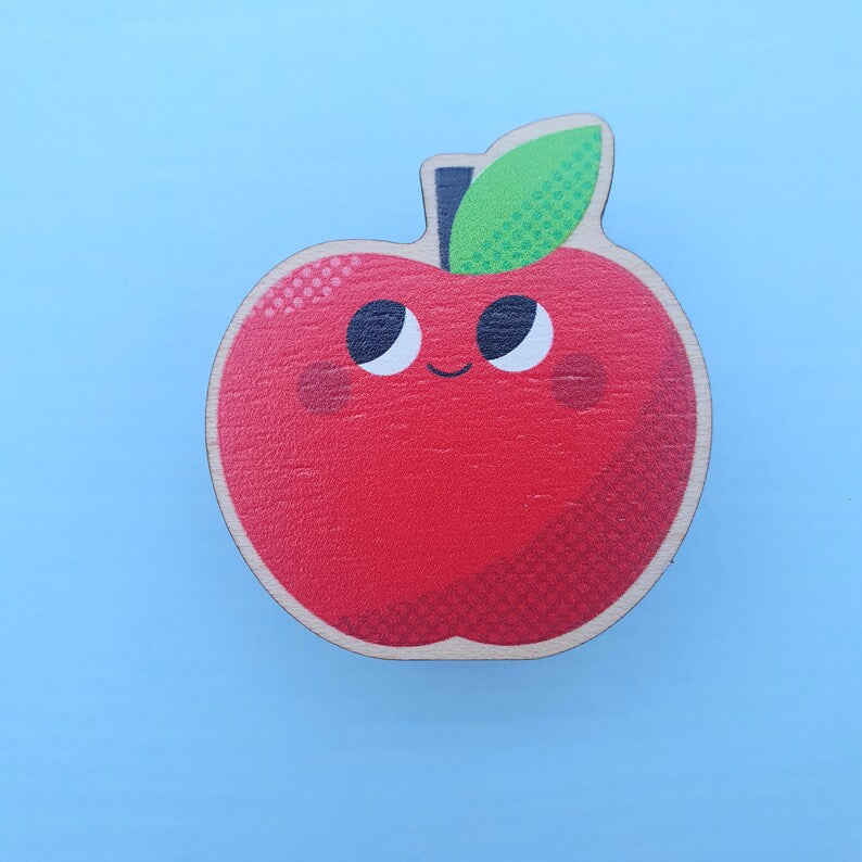 Rosy Red Apple Pin Badge by Peski Studio - Soma Gallery